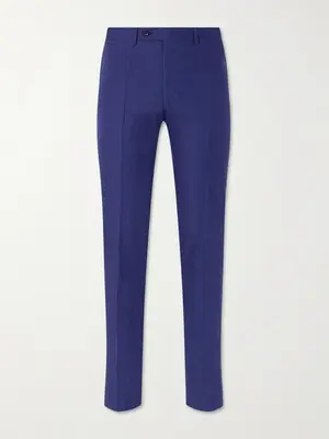 Canali Straight-leg Linen Suit Trousers - Blue