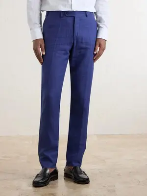 Canali Straight-leg Linen Suit Trousers - Blue