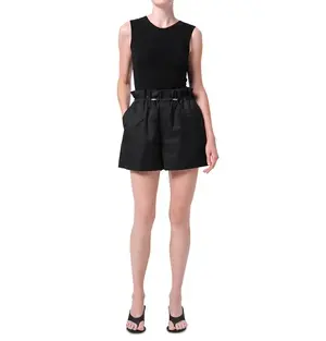 AGOLDE Lydia Gathered Waist Pull-on Shorts - Black