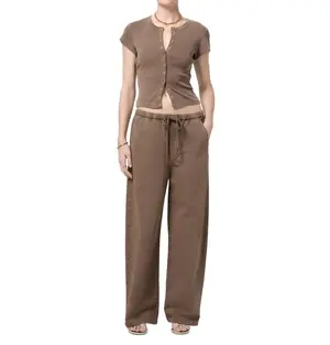 Citizens Of Humanity Tabi Short Sleeve Cardigan Sweater - Cocoa