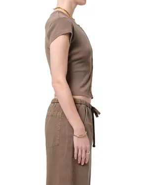 Citizens Of Humanity Tabi Short Sleeve Cardigan Sweater - Cocoa