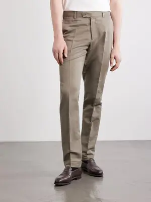 Brioni Straight-leg Linen And Cotton-blend Trousers