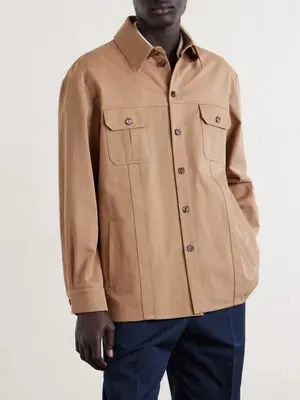 Valentino Garavani Logo-appliquéd Cotton-gabardine Overshirt
