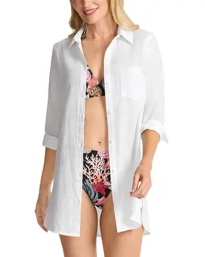 Tommy Bahama Shoreline Boyfriend Shirt Swim Cover-up