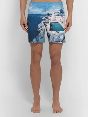 Orlebar Brown Bulldog Mid-length Printed Swim Shorts - Blue