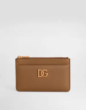 Dolce & Gabbana Calfskin Card Holder With Dg Logo - Brown