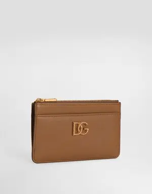 Dolce & Gabbana Calfskin Card Holder With Dg Logo - Brown