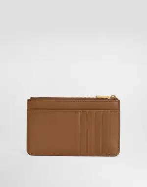 Dolce & Gabbana Calfskin Card Holder With Dg Logo - Brown