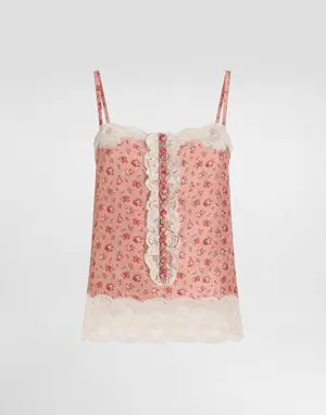 Dolce & Gabbana Rose-print Silk Top