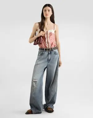 Dolce & Gabbana Rose-print Silk Top