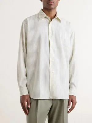 Auralee Striped Wool-poplin Shirt - Neutrals