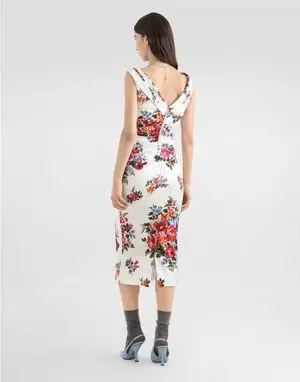 Dolce & Gabbana Flower Bouquet-print Satin Midi Dress - Multicolor