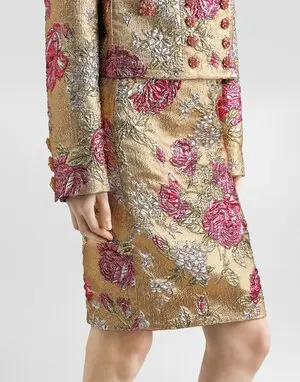 Dolce & Gabbana Fitted Floral Jacquard Skirt - Multicolor