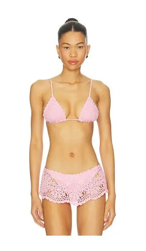 Frankies Bikinis Frankies Bikinis Elena Crochet Bikini Top Blush