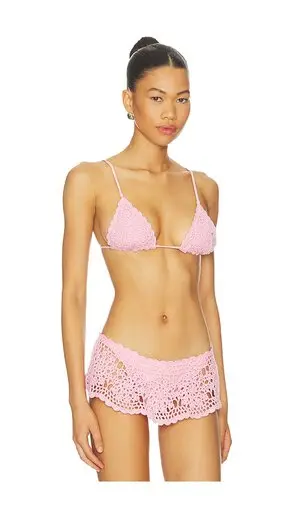 Frankies Bikinis Elena Crochet Bikini Top - Blush