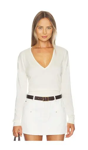 Renggli Silk Cashmere V Neck Sweater - Flat White