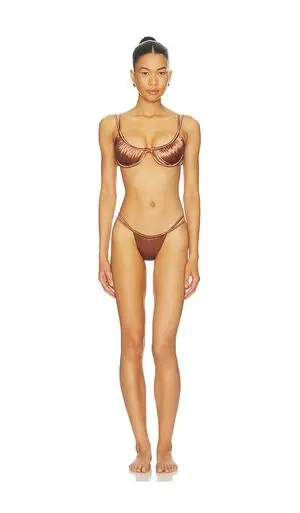 ISA BOULDER Metallic Bronze Bikini Bottom