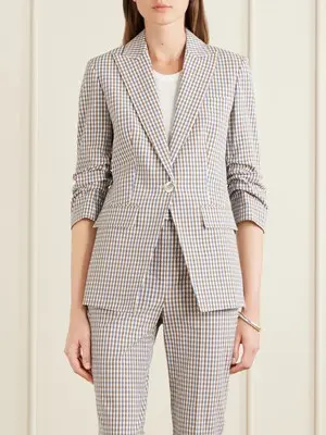 Veronica Beard Clayton Dickie Checked Cotton-seersucker Jacket