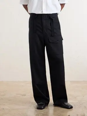 Auralee Wool Herringbone Cargo Trousers