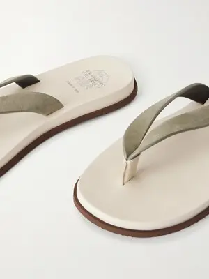 Brunello Cucinelli Suede Flip Flops - Neutrals