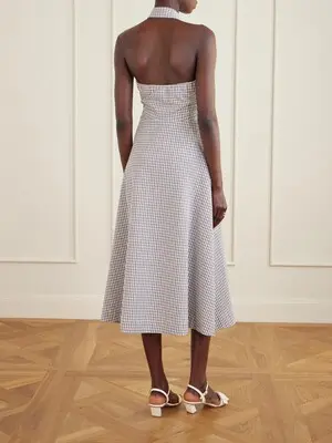 Veronica Beard Mackey Checked Cotton-seersucker Midi Dress - Multi