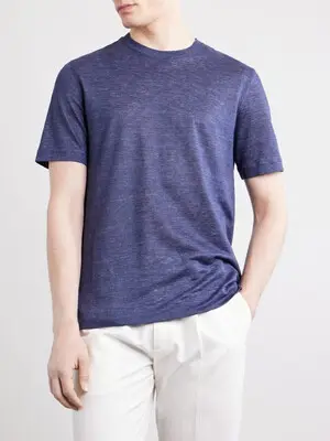 Zegna Oasi Knitted Linen T-shirt - Blue