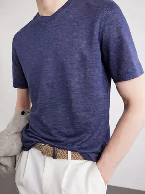 Zegna Oasi Knitted Linen T-shirt - Blue