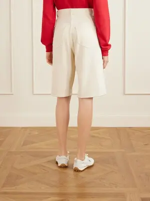 Auralee Silk Denim Knee-length Shorts - Neutrals