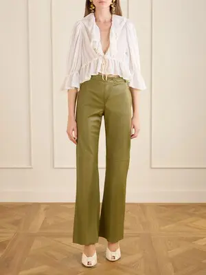 Chloé High-rise Paneled Leather Straight-leg Pants