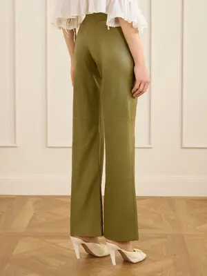Chloé High-rise Paneled Leather Straight-leg Pants