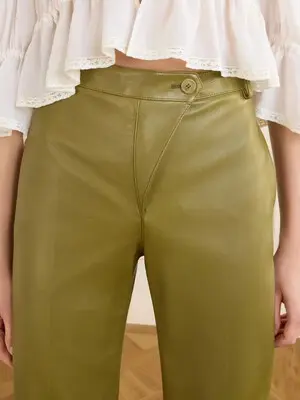 Chloé High-rise Paneled Leather Straight-leg Pants