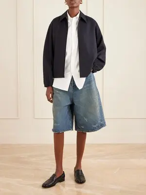 SSSTEIN Distressed Denim Knee-length Shorts