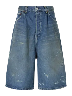 SSSTEIN Distressed Denim Knee-Length Shorts