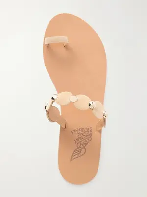 ANCIENT GREEK SANDALS Dirki Studded Leather Sandals - Metallic