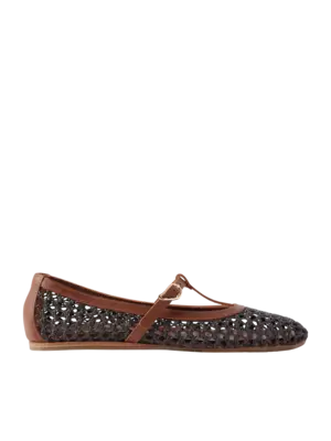 ANCIENT GREEK SANDALS Aerati Woven Raffia Ballet Flats - Brown