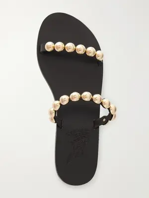 ANCIENT GREEK SANDALS Lambri Studded Leather Flats