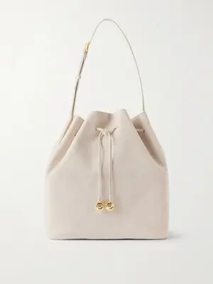 LIFFNER Charm Suede Drawstring Shoulder Bag - Neutrals