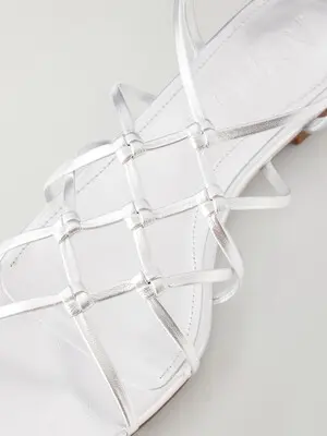 AeydĒ Anisa Leather Flat Sandals - Silver