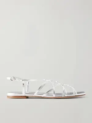 AeydĒ Anisa Leather Flat Sandals - Silver
