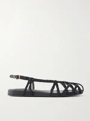 ANCIENT GREEK SANDALS Kardia Raffia Sandals - Black
