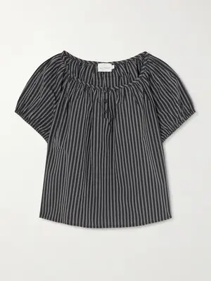 DEIJI STUDIOS Striped Organic Cotton-poplin Top