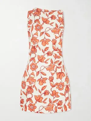 SIR. Chloe Floral-print Linen-blend Mini Dress - Orange