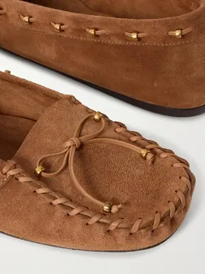 Khaite Milly Embellished Suede Loafers - Brown