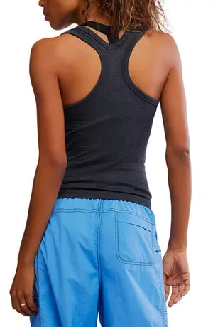 Free People Ribbed Racerback Tank - Black