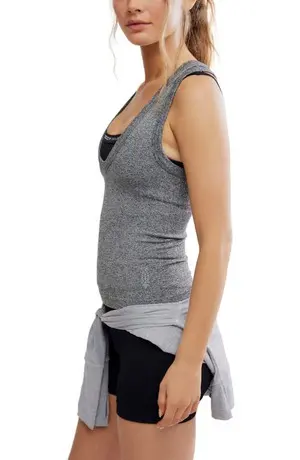 Free People Ribbed Racerback Tank - Heather Grey