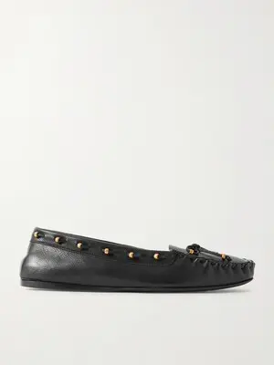 Khaite Milly Embellished Textured-leather Loafers - Black