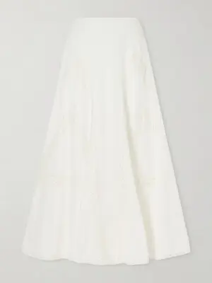 LORETTA CAPONI Vieste Lace-Trimmed Maxi Skirt