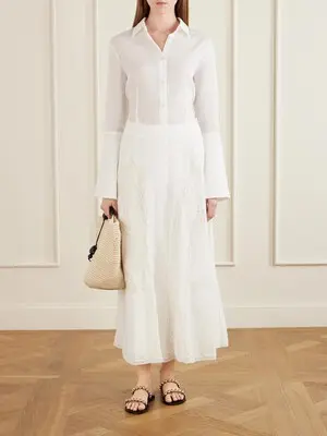 Loretta Caponi Vieste Lace-trimmed Maxi Skirt - Neutrals