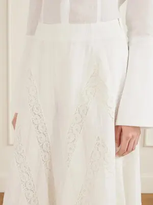 Loretta Caponi Vieste Lace-trimmed Maxi Skirt - Neutrals