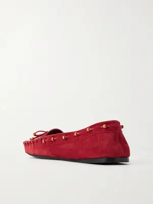 Khaite Milly Embellished Whipstitched Loafers - Red